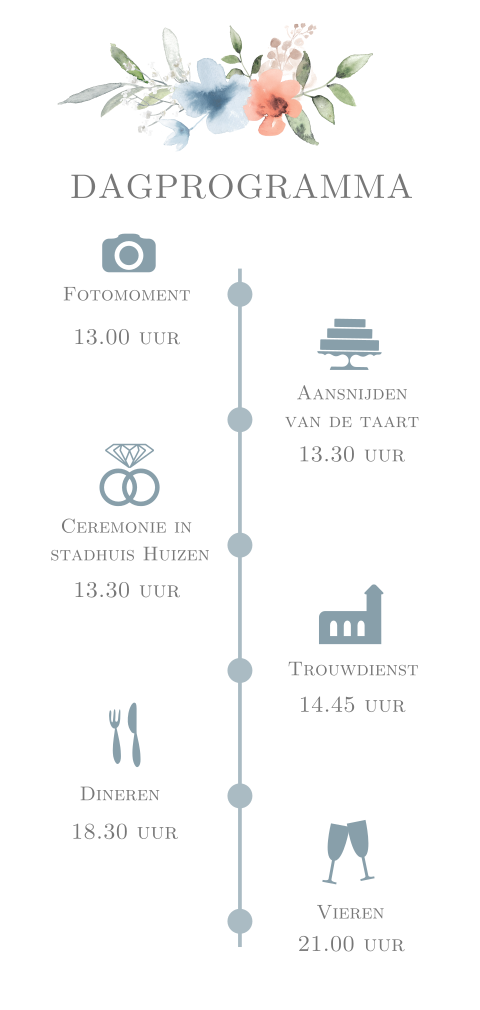 Dagprogramma in stijl van trouwkaart