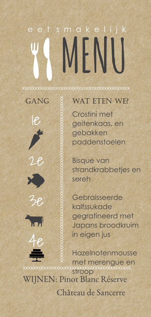 Menukaarten maken in stijl van trouwkaarten