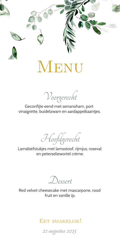 Menukaarten maken in stijl van trouwkaarten
