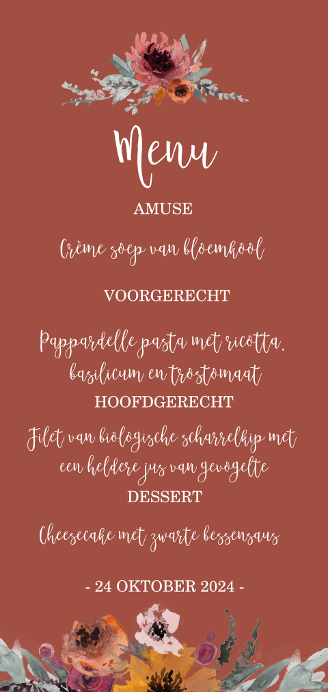 Menukaarten maken in stijl van trouwkaarten