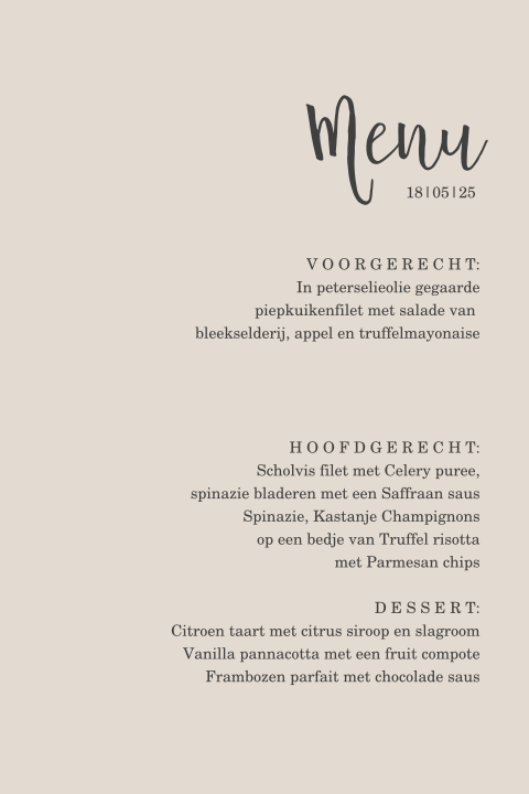 Menukaarten maken in stijl van trouwkaarten