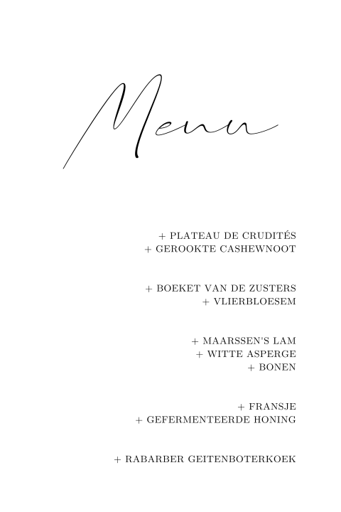 Menukaarten maken in stijl van trouwkaarten